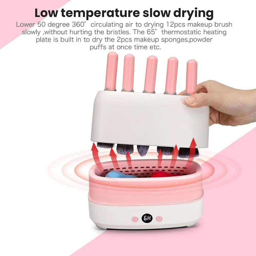 Makeup Brush Dryer Machine with 12 Holes Automatic Clean Brushes Makeup ...