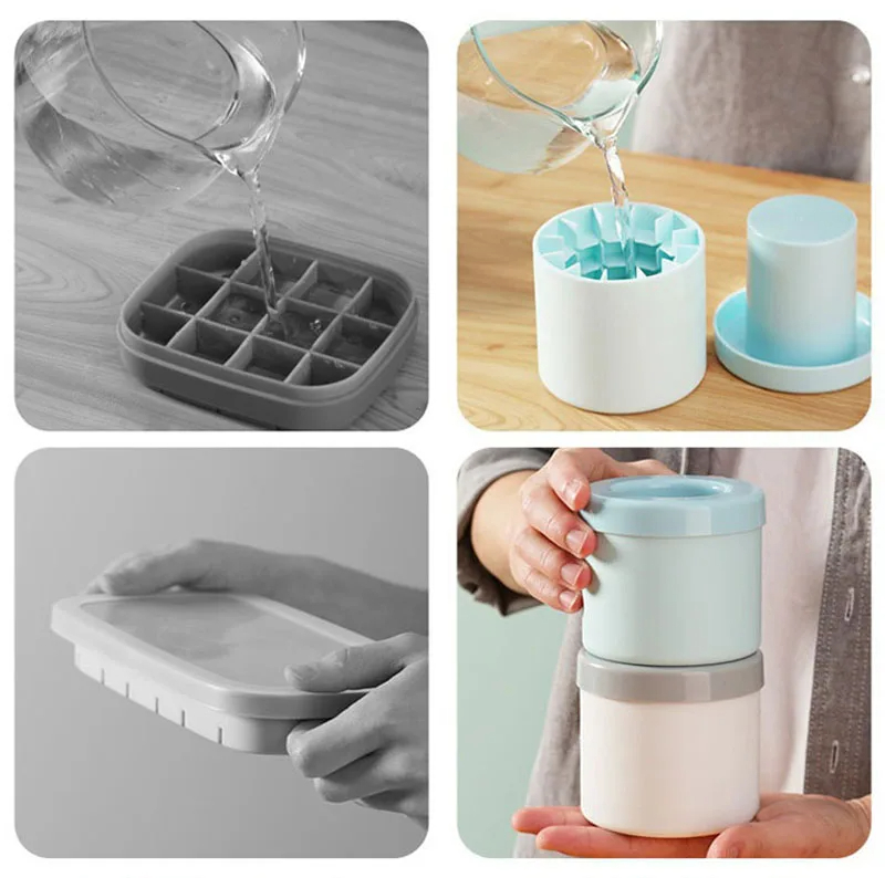 Silicone Ice Cube Mold Round Ice Bucket Summer Homemade DIY ...