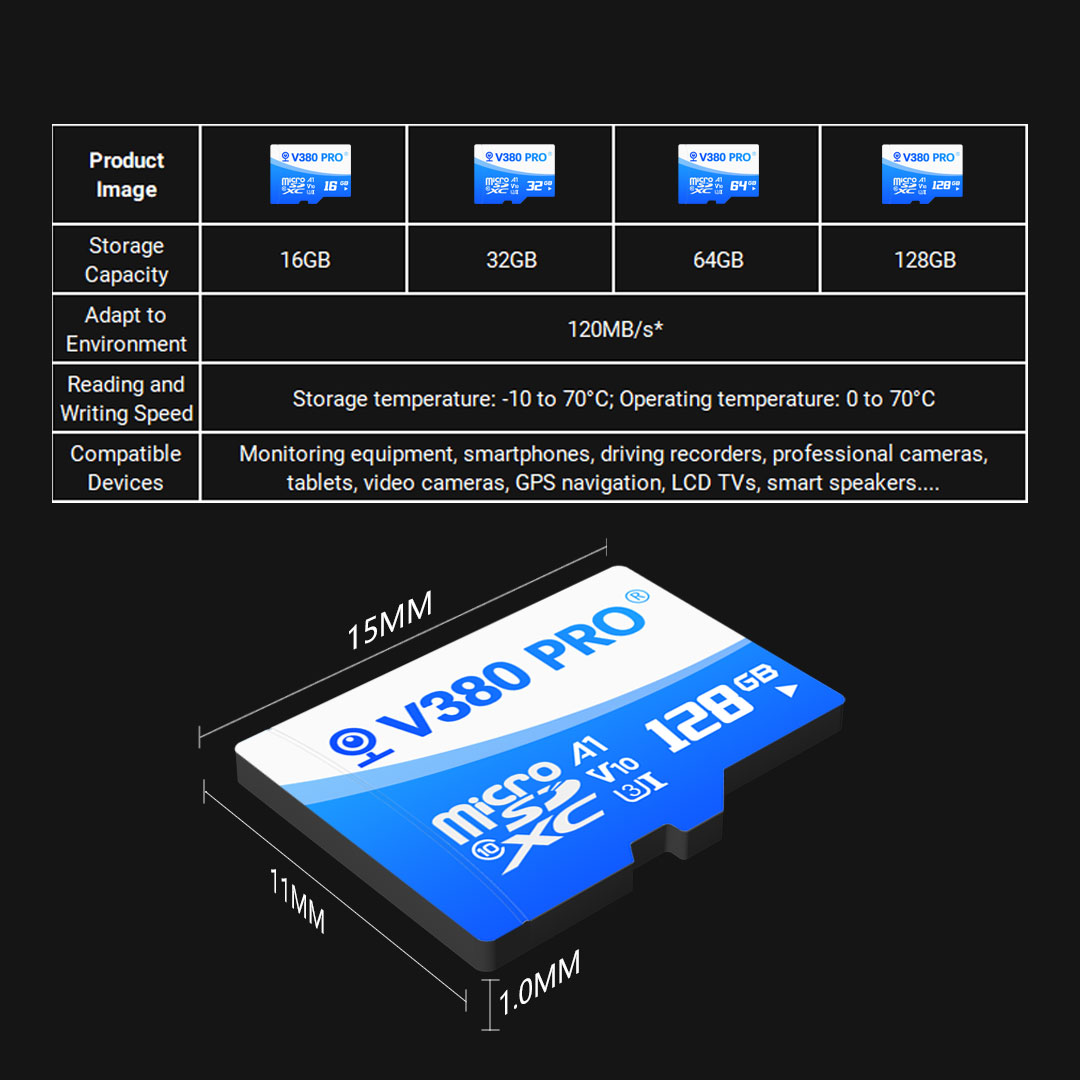 V380 PRO Micro SD Card 32GB 64GB 128GB U3 TF Card For CCTV or Camera ...