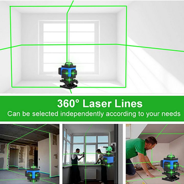 high quality 12/16 Line Laser Level Green Light Self-Leveling 360 ...