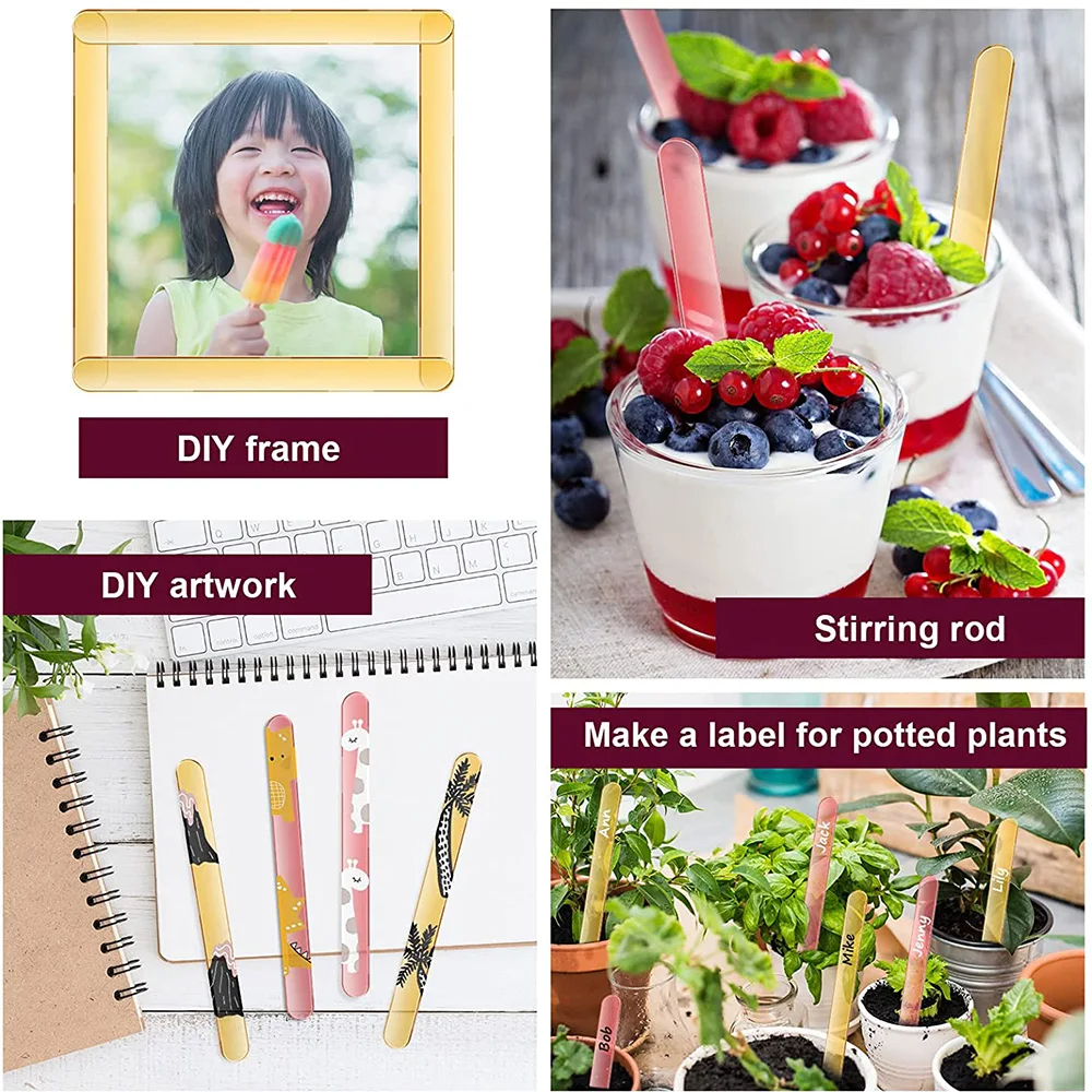 20Pcs Reusable Ice Cream Sticks Acrylic Popsicle Sticks Creamsicle ...