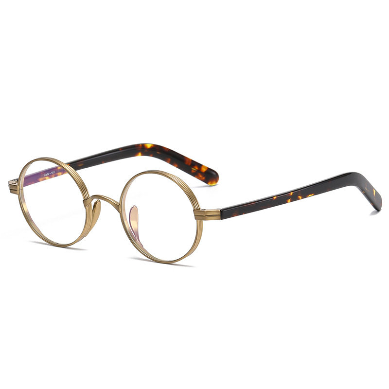 Japanese retro style small round frame eyeglasses hand made by pure ...