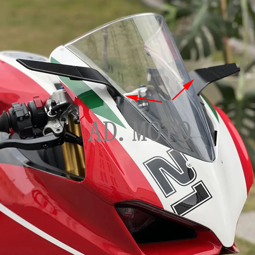 Motorcycle Rearview Mirrors with LED Rotating Adjustable Wing Mirrors ...