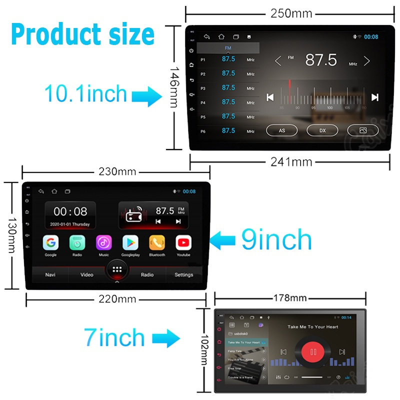 ESSGOO 2 Din Universal Android Car Radio Bluetooth/GPS/FM Touch Screen ...