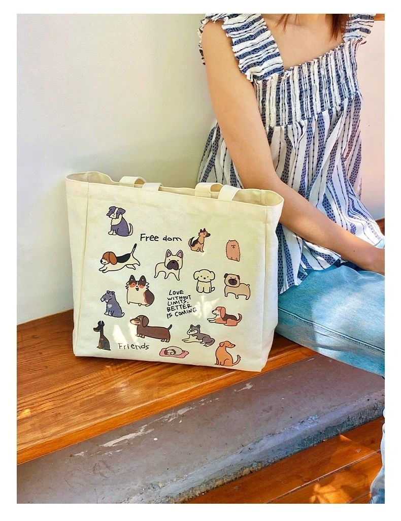 TF336 Local Campus Style Tote Bag For Woman Cute Animal Printed Student ...