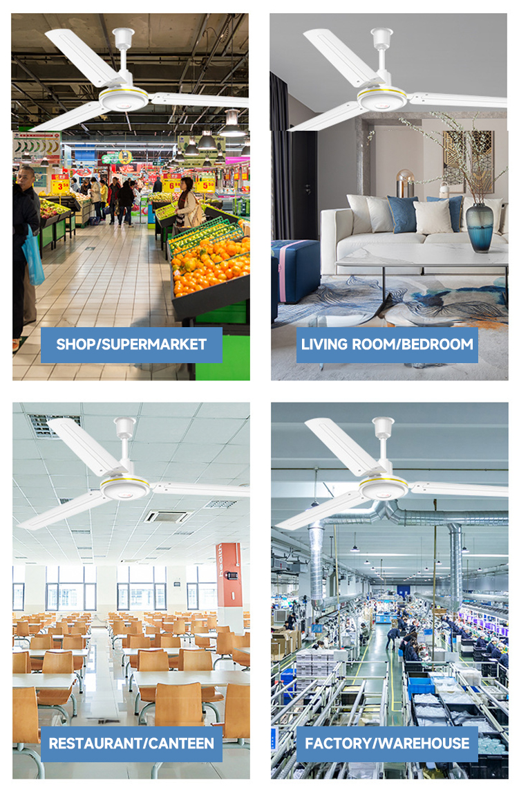 OOKAS Strong Wind Ceiling Fan Big Size Household Three Leaf Electric ...