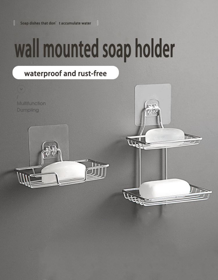 1/2 Layer Stainless Steel Soap Rack Wall Mounted Soap Holder Soap Box ...
