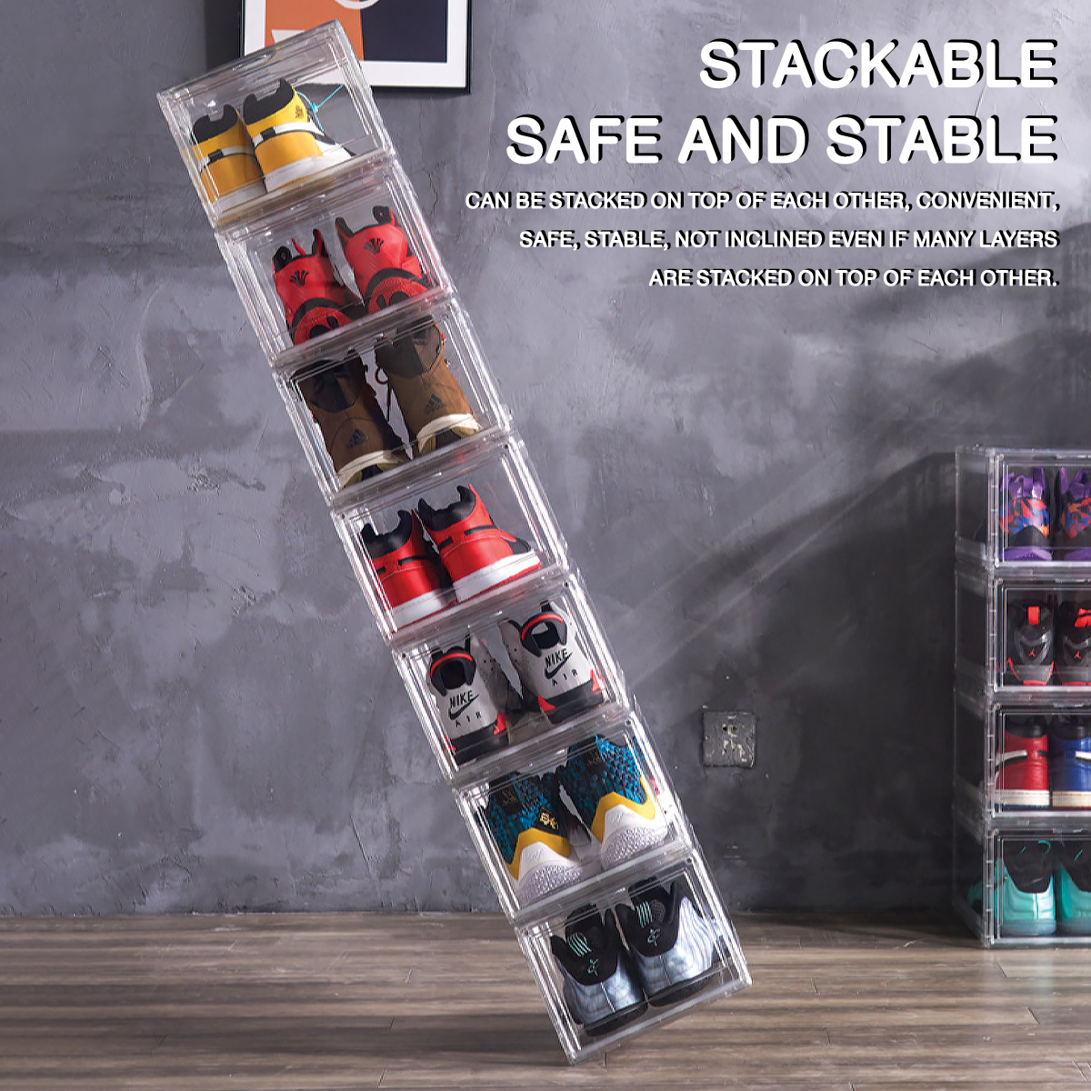 Big Size Acrylic Shoebox Clear Shoe Rack Organizer with Cover Stackable ...