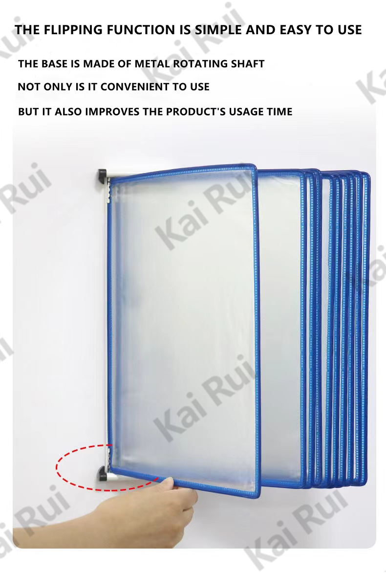 Wall-Mounted Flip-Leaf Information Rack A4 10Leaf Loose-Leaf Folder ...