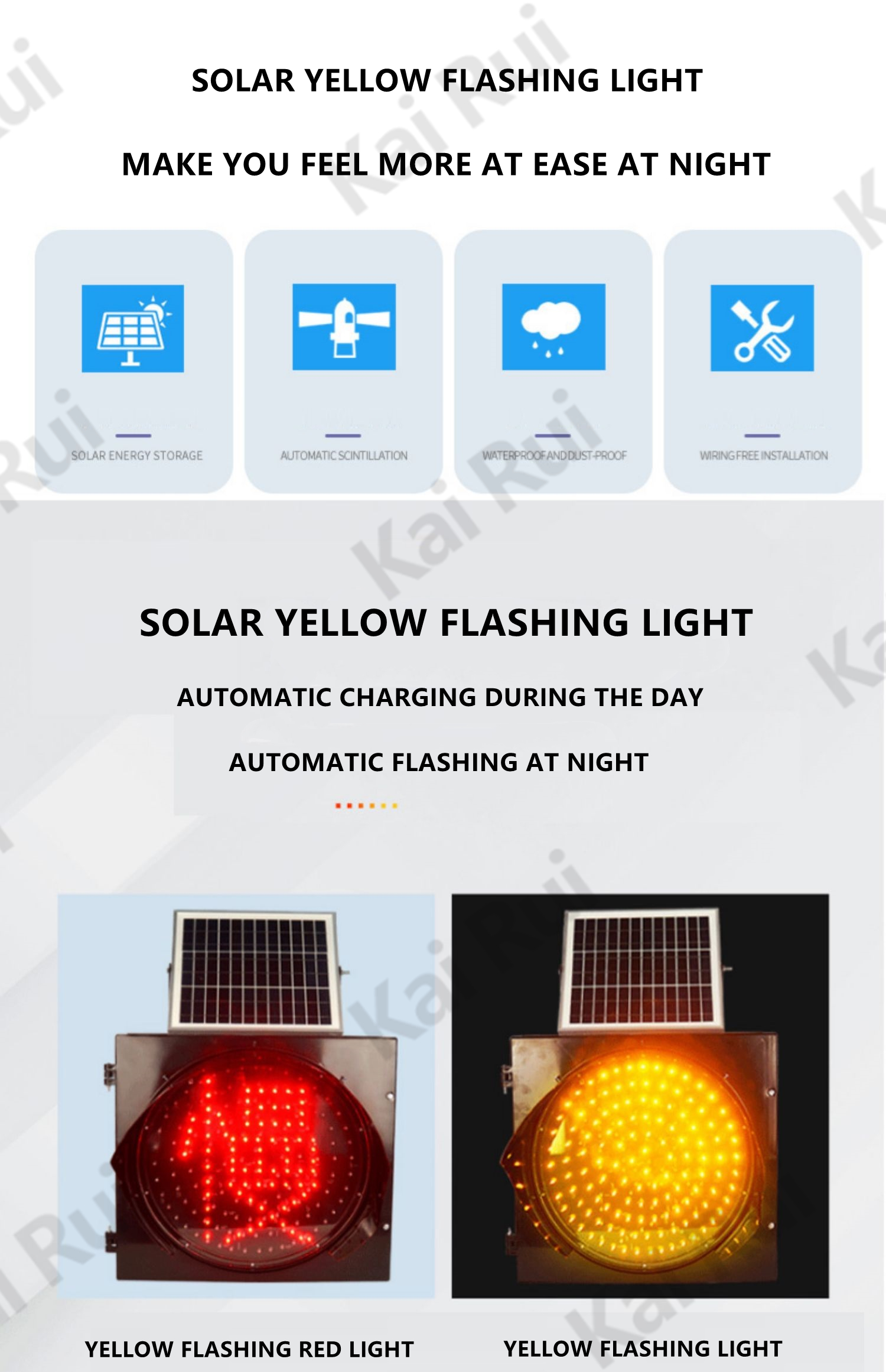 Solar Powered LED Orange/Amber Traffic Signal Light | Shopee Philippines
