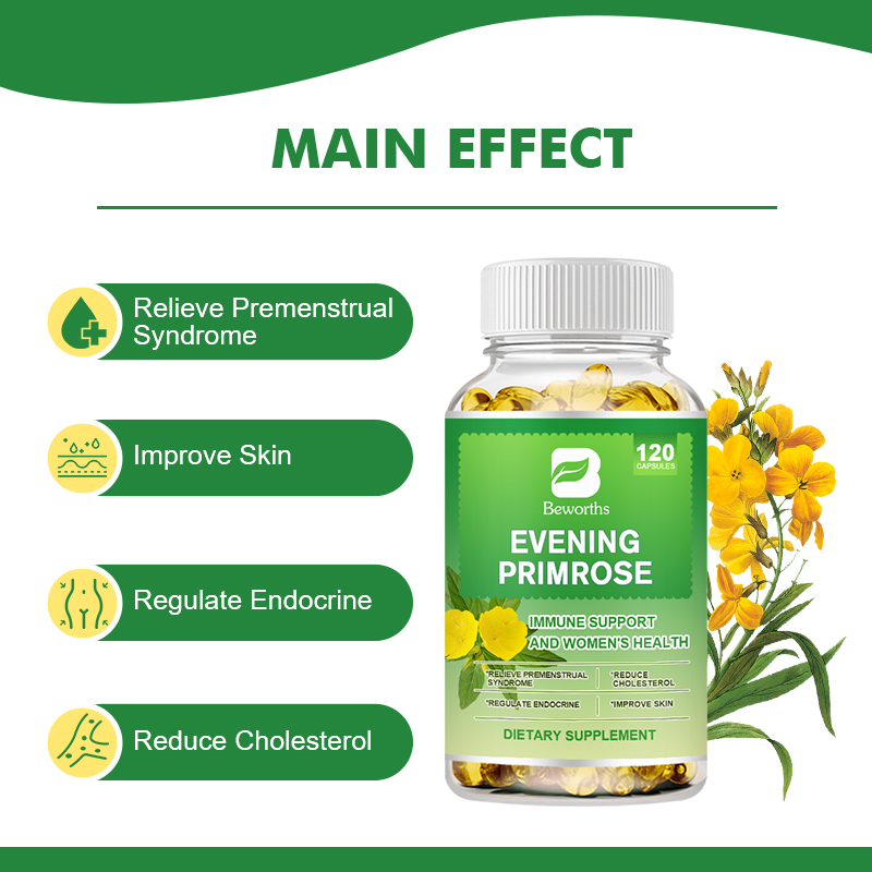 BEWORTHS Evening Primrose Capsules 120pcs Prevent Premenstrual Syndrome ...