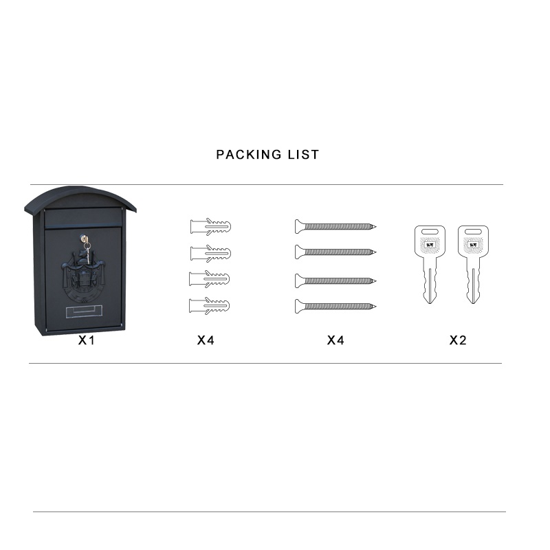 Letter Mailbox Post box with waterproof and Lockable Box with European ...