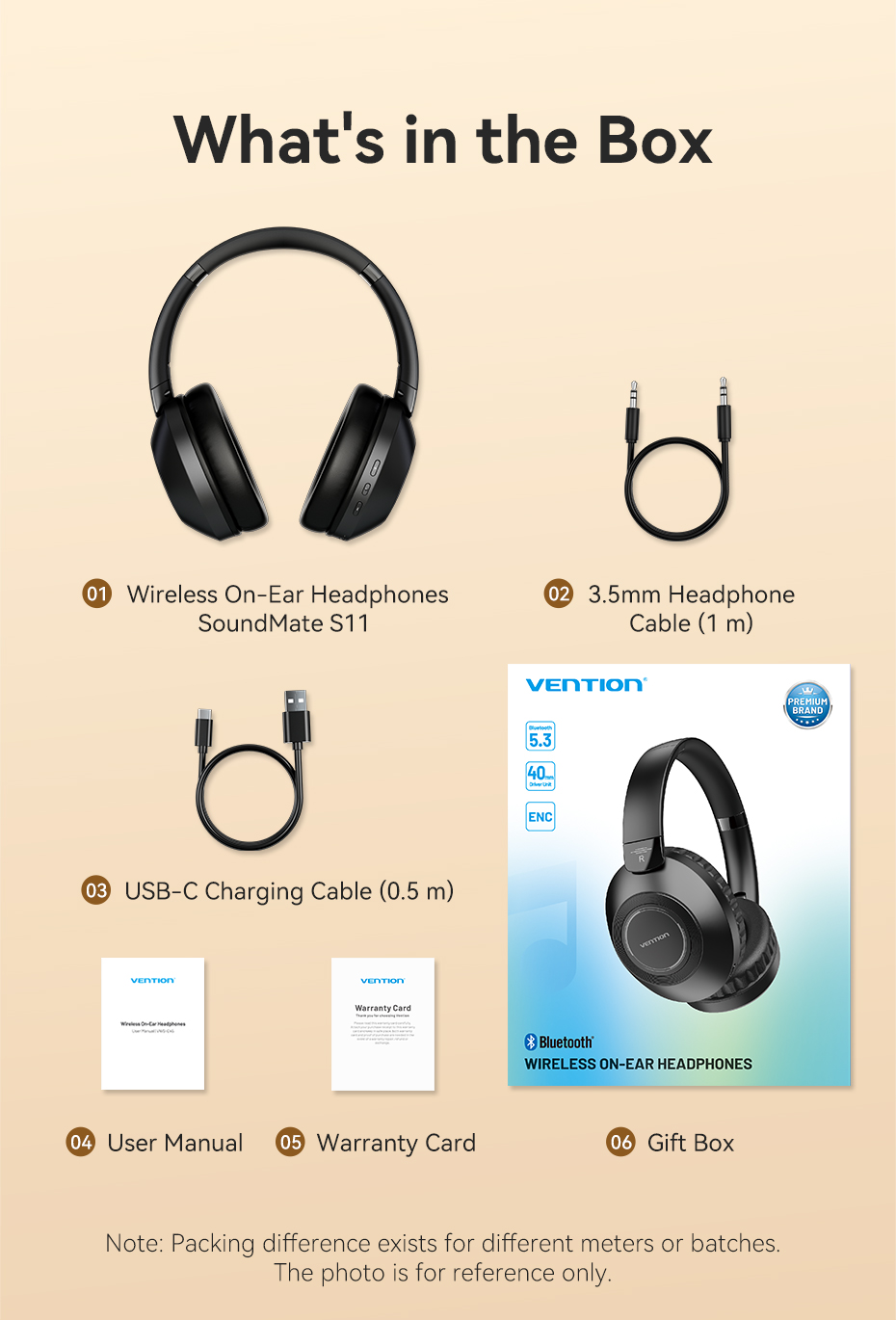 Vention S11 Wireless Bluetooth Headphones Sound Music Noise Earphones ...