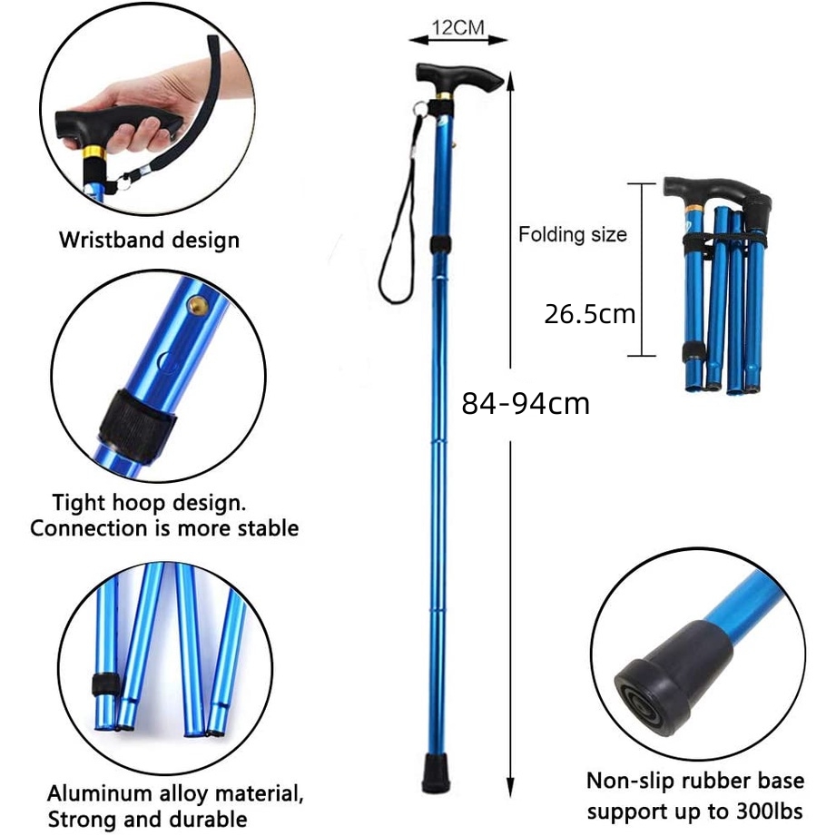 【Local shipment】Foldable Heavy Duty Aluminum Non-Slip Elderly ...