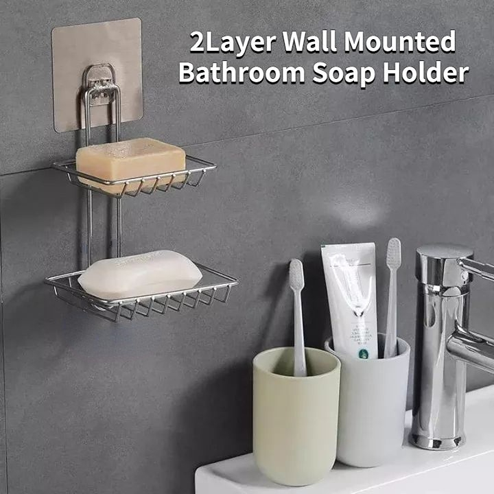 1/2 Layer Stainless Steel Soap Rack Wall Mounted Soap Holder Soap Box ...
