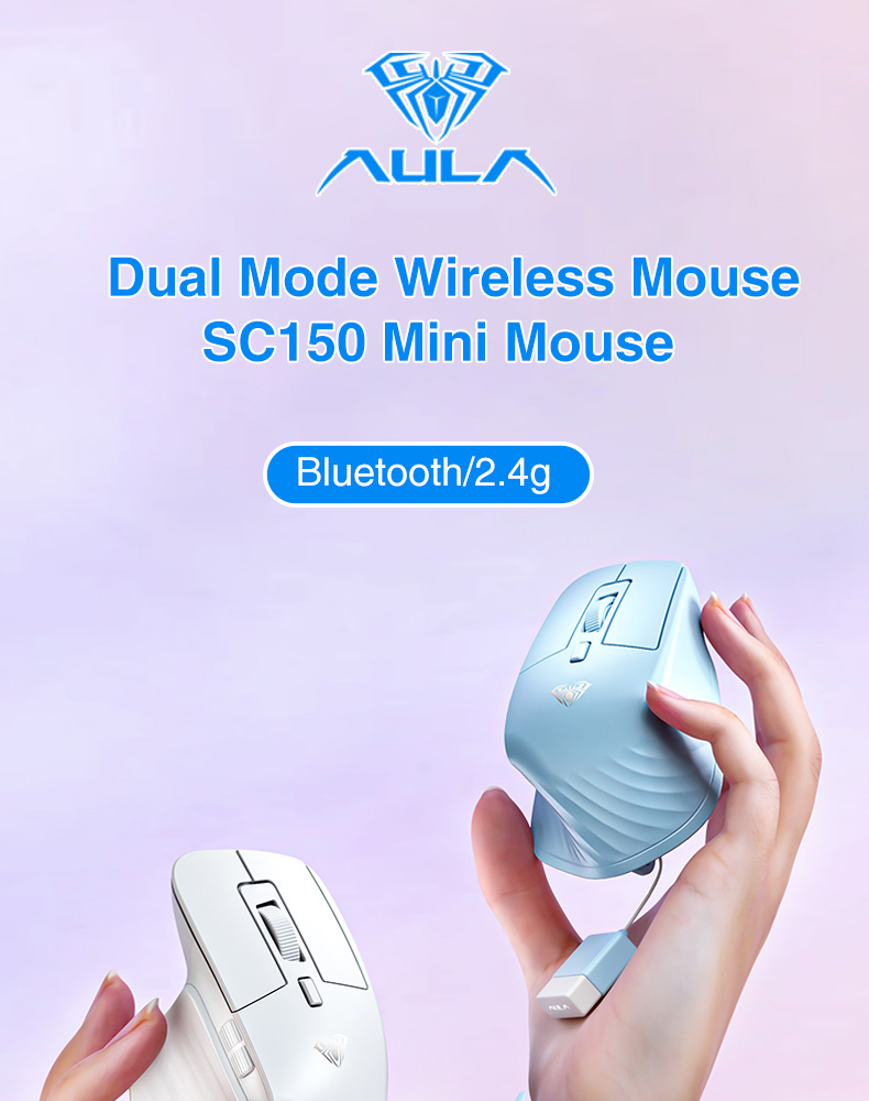 AULA SC150 Dual-mode Wireless Mouse Mini Mouse Supports Bluetooth/2.4G ...