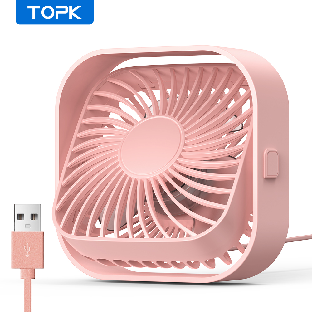 TOPK Mini Adjustable USB Desk Fan Rechargeable for Home Office Bedroom ...