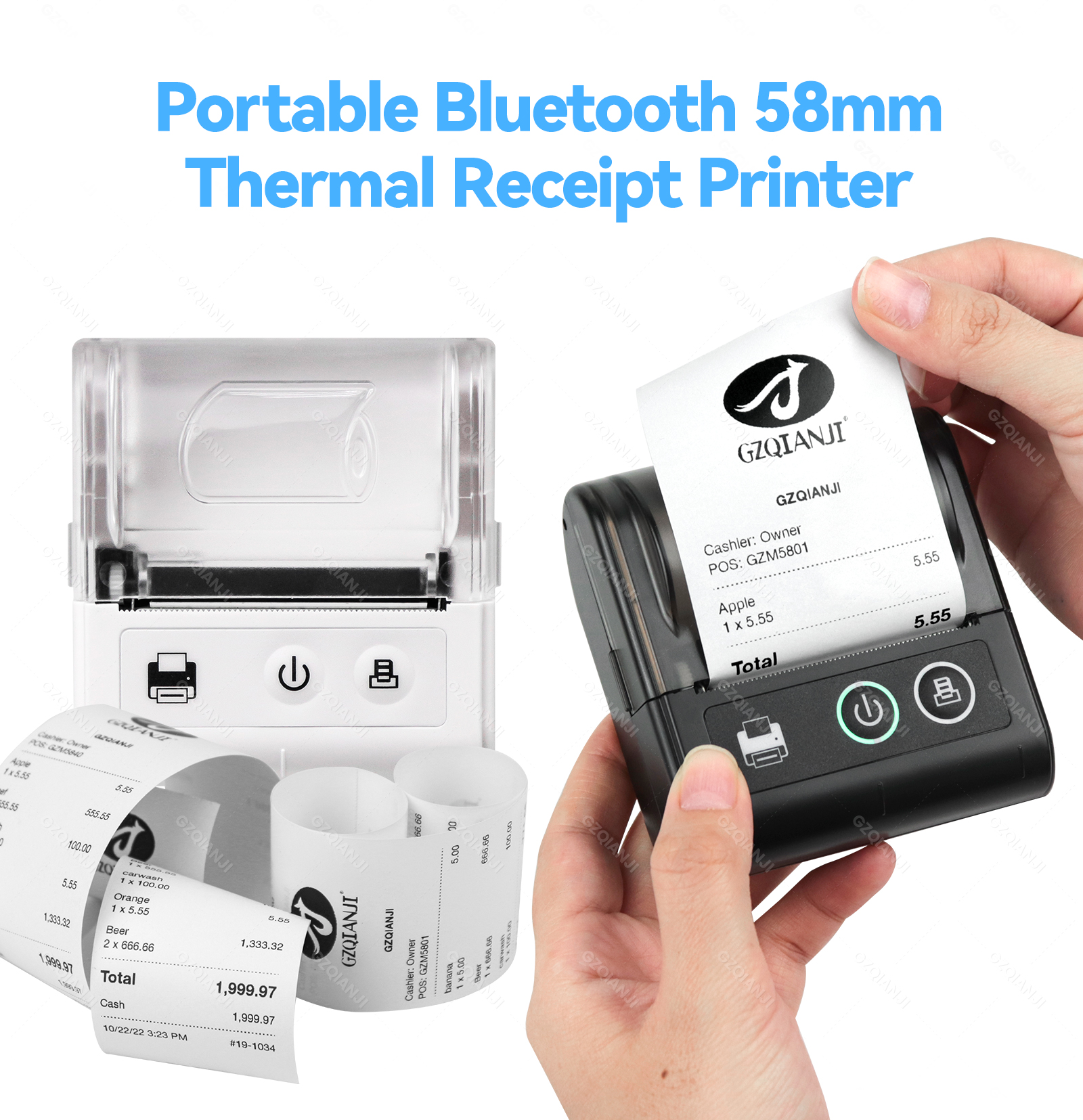 Mini Portable Printer Bluetooth Thermal Printer For Phone IOS Android Computer USB 58MM Portable ...