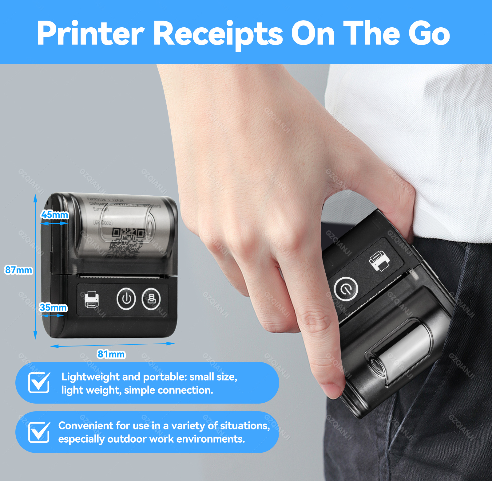 Mini Portable Printer Bluetooth Thermal Printer For Phone IOS Android Computer USB 58MM Portable ...