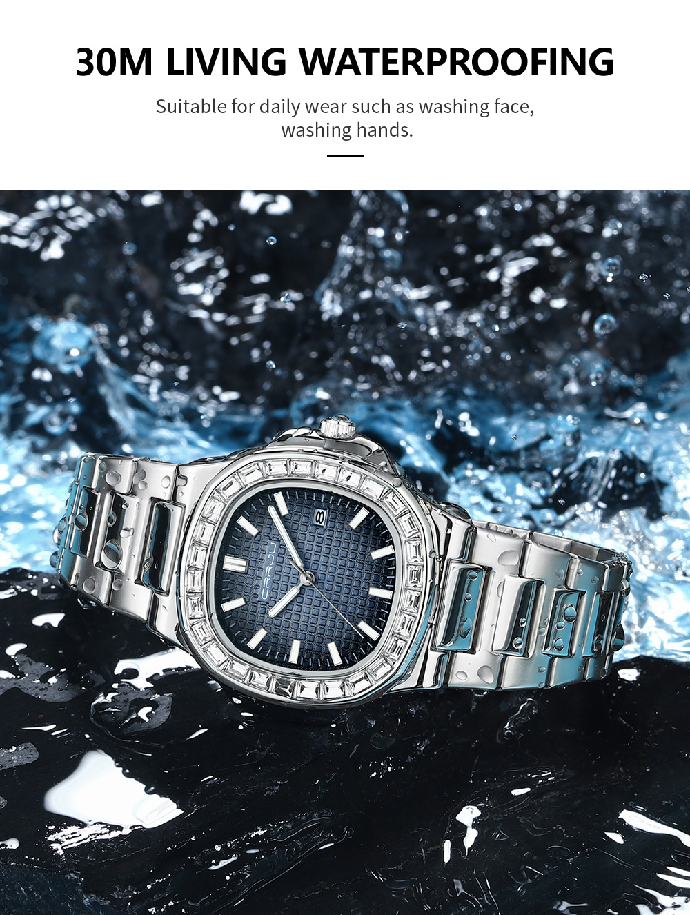 CRRJU brand men's watches creative diamond chain dial fashion luxury ...