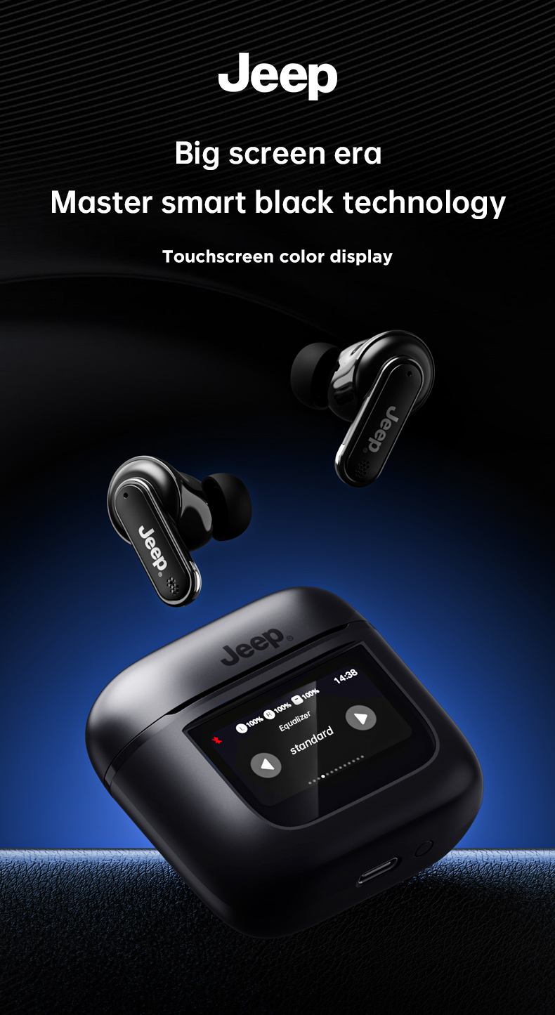 Jeep EW118 ANC Wireless Bluetooth Earphones Color LED Screen Touch ...