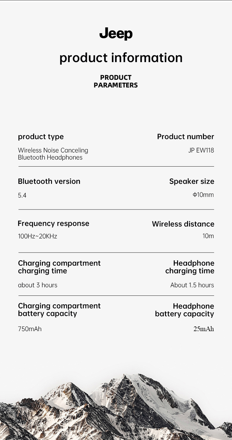 Jeep EW118 ANC Wireless Bluetooth Earphones Color LED Screen Touch ...