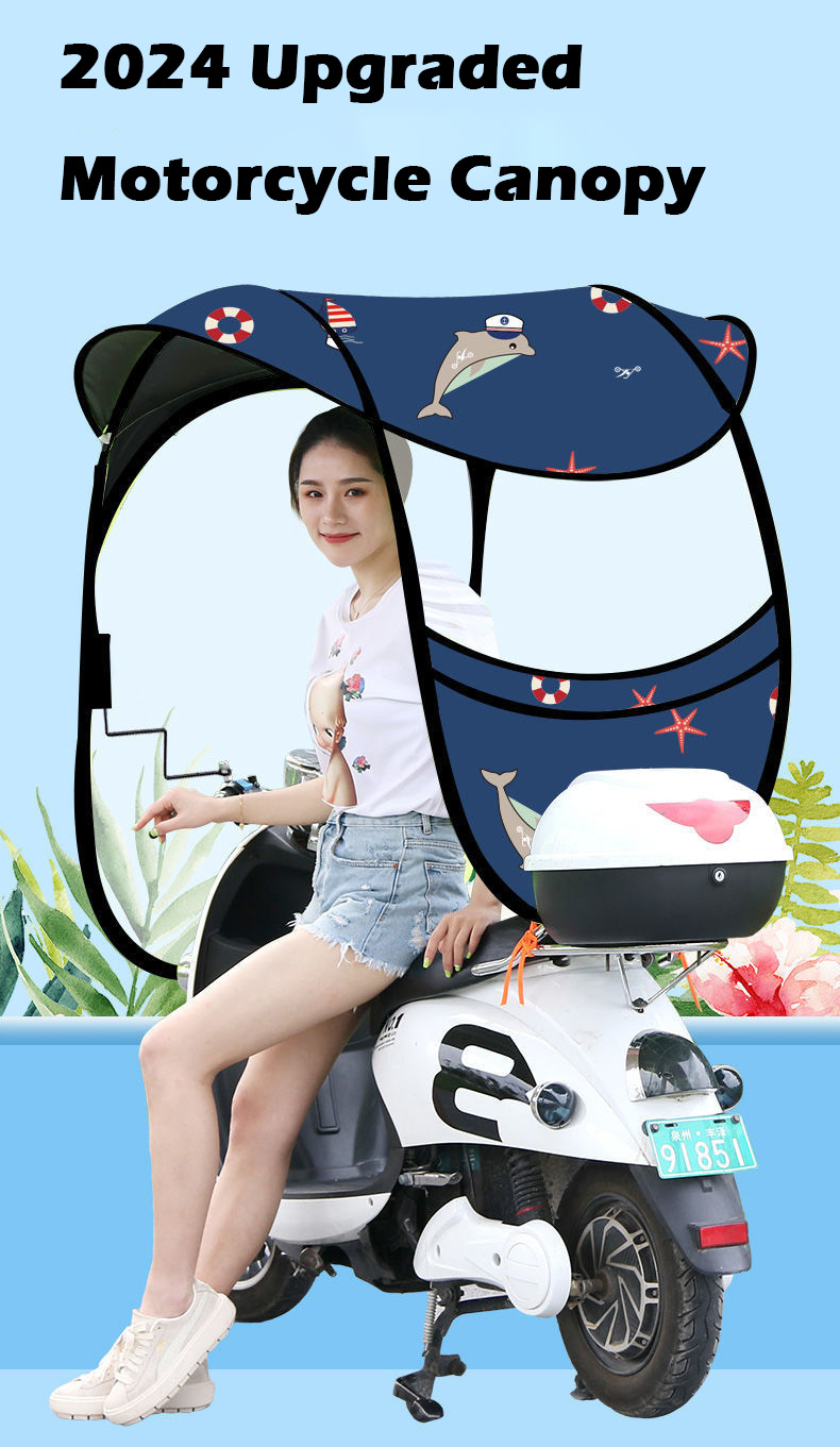【Upgrades】Ebike Canopy Umbrella Motorcycle Awning Waterproof Sun ...