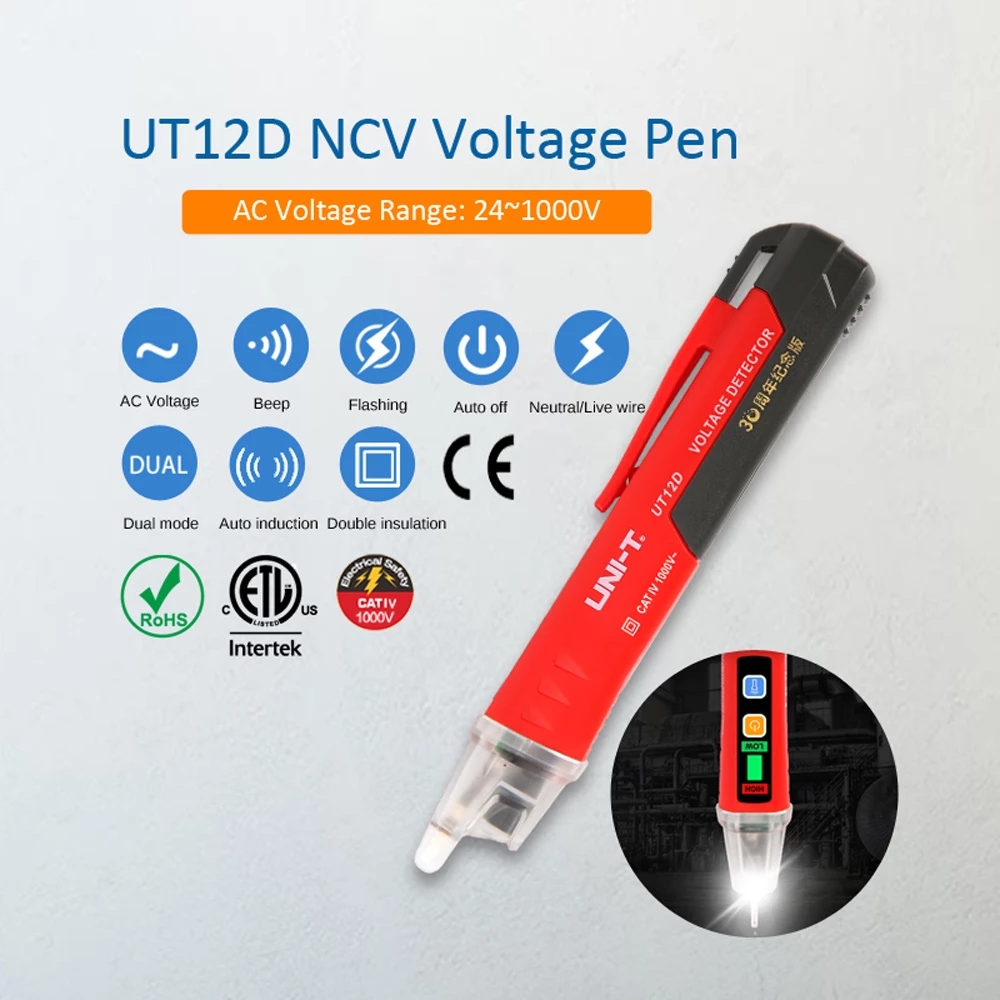 UNI-T UT12D Voltage Detector Tester Non-contact Smart Electric Pen ...