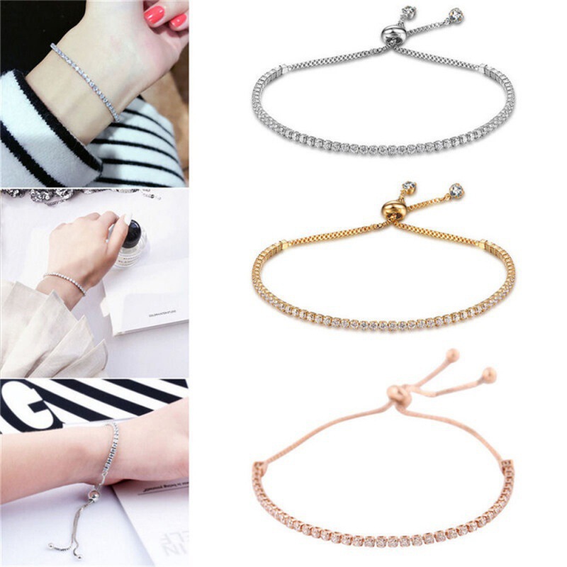 Crystal Bracelet Adjustable Light Luxury Zircon Bracelet Female Simple ...