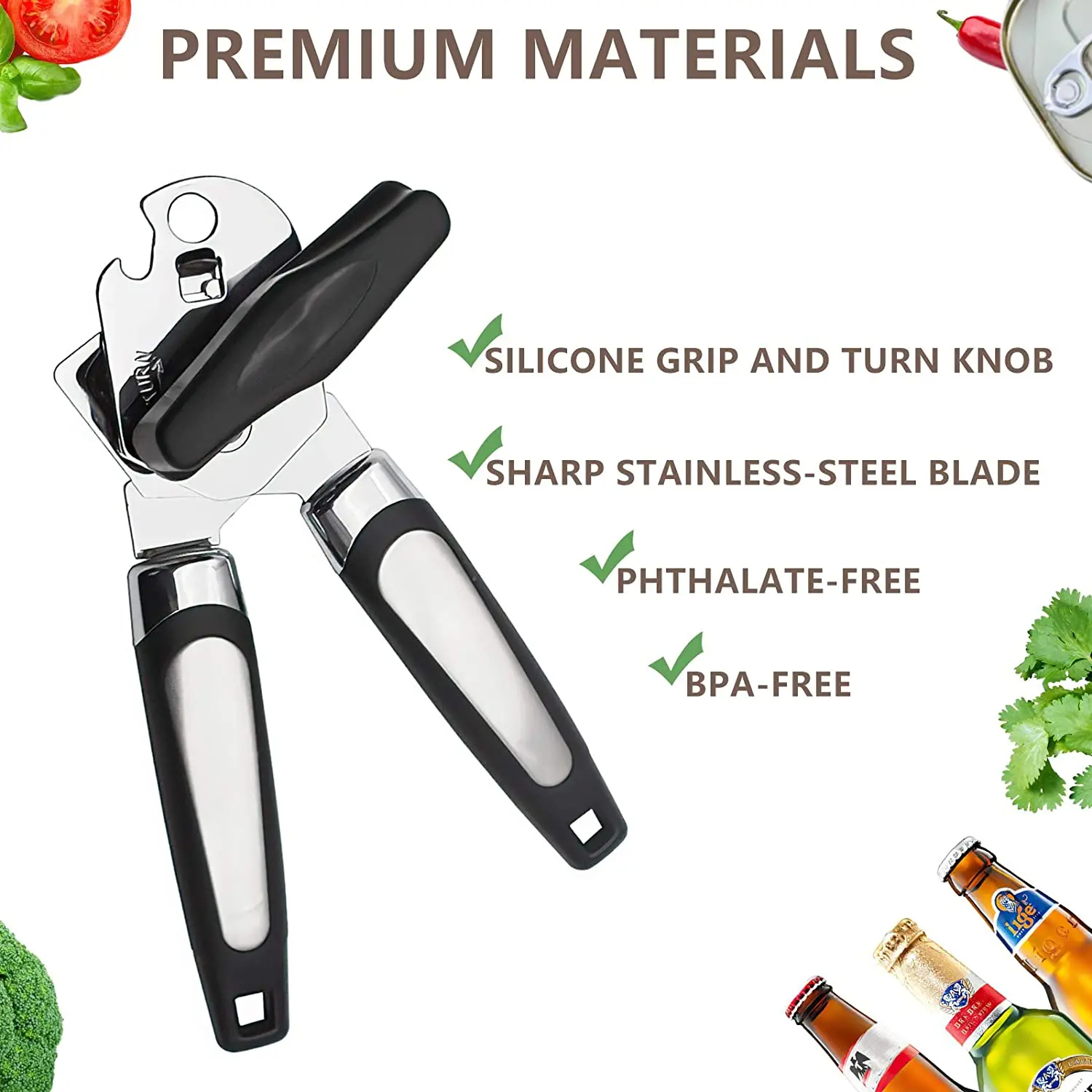 1PC Tin Manual Can Opener Multifunctional Stainless Steel Beer Grip ...