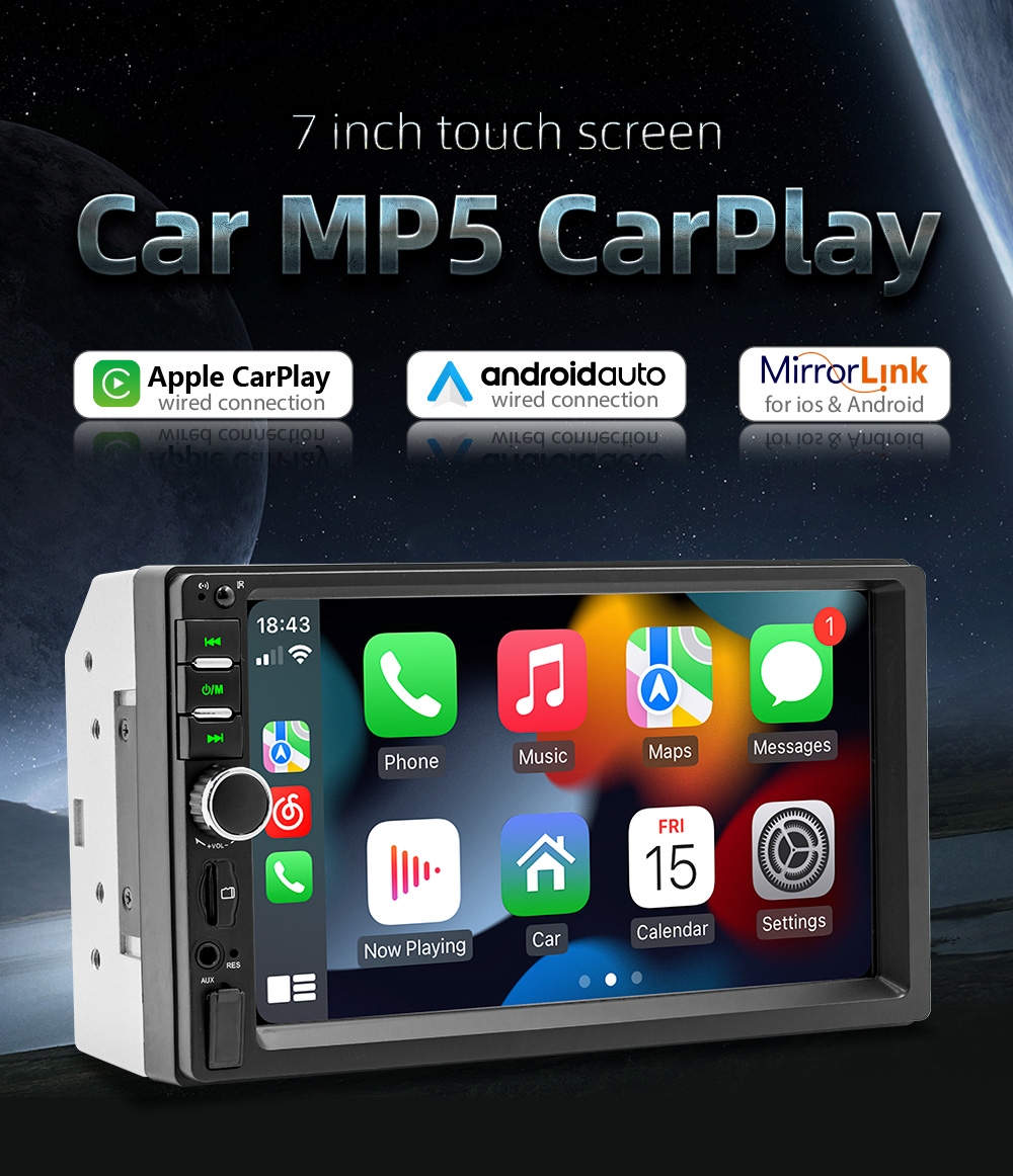 ESSGOO Carplay Android Auto 2 Din 7 inch Car MP5 player Bluetooth ...