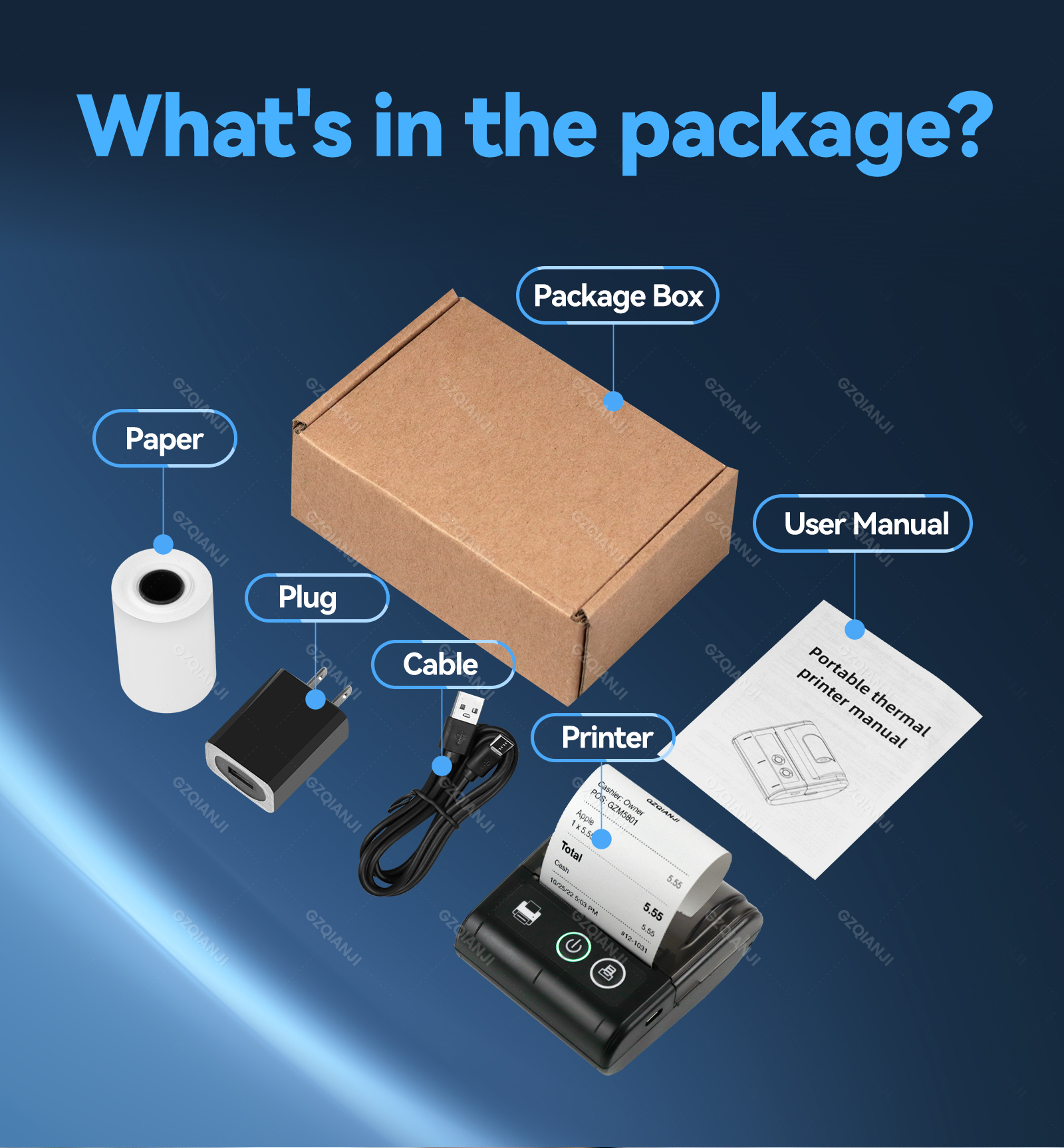 Mini Portable Printer Bluetooth Thermal Printer For Phone IOS Android ...