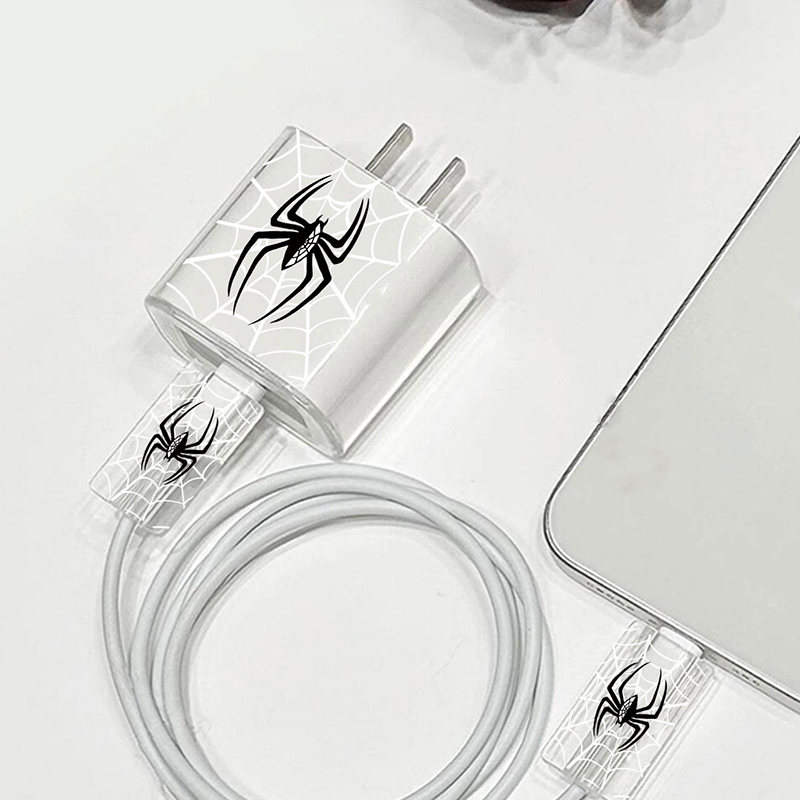 3 Piece Set Black Spider Charging Head Cover 20w Charging Head Cover ...