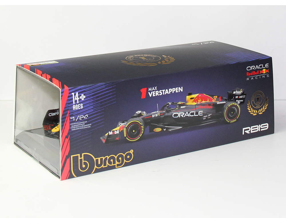 Bburago 1:24 F1 Red Bull RB19 #1 Max Verstappen Champion Gold Helmet ...