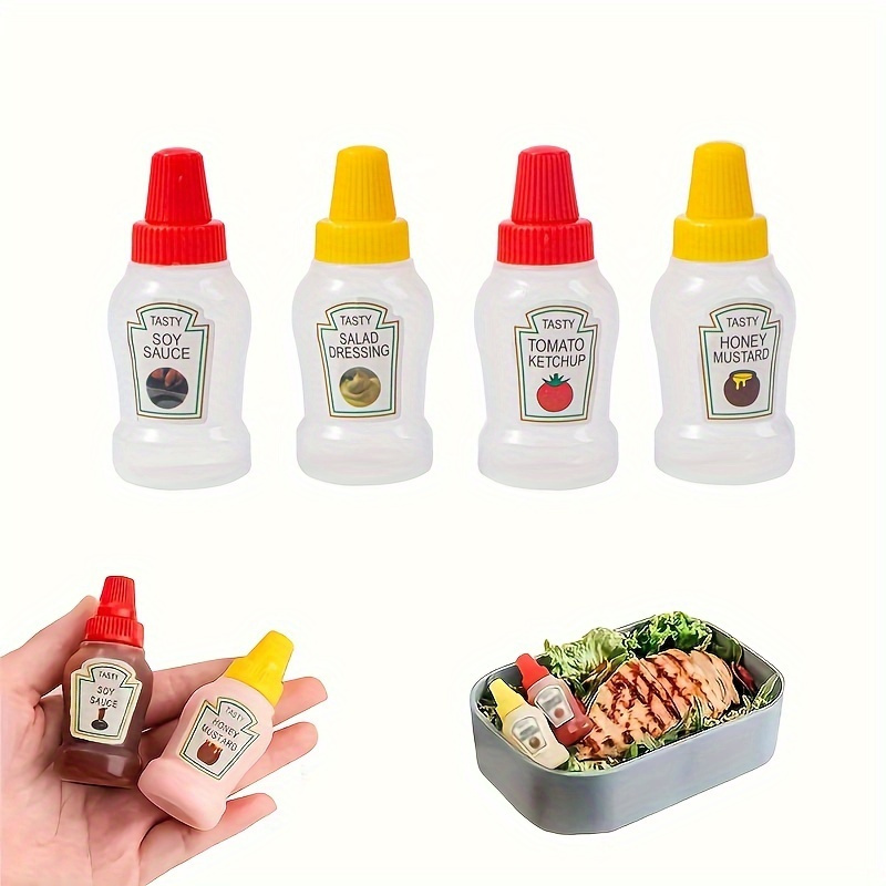 Set of 4 Portable Mini Ketchup Bottles - Great for the Kitchen, Camping ...