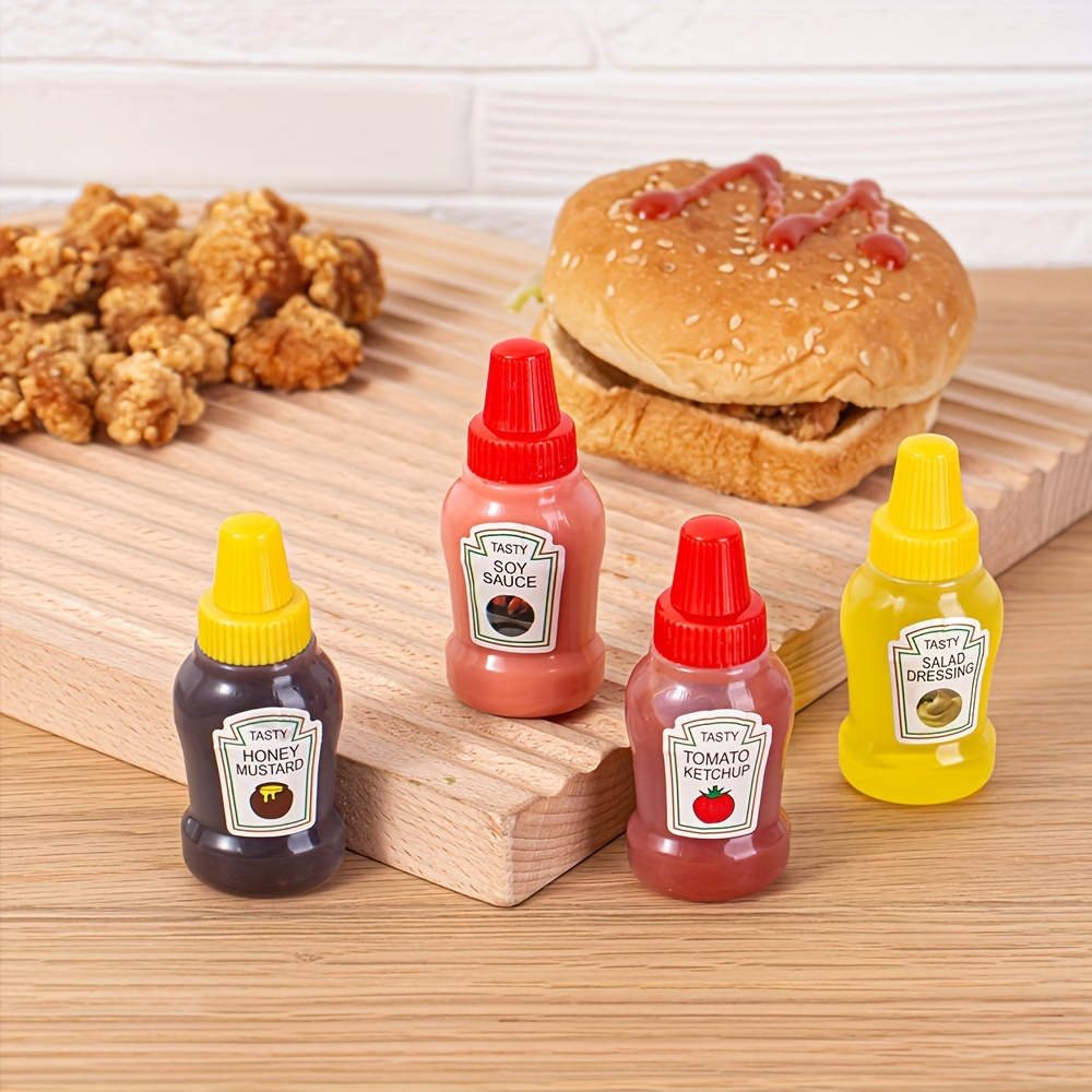 Set of 4 Portable Mini Ketchup Bottles - Great for the Kitchen, Camping ...