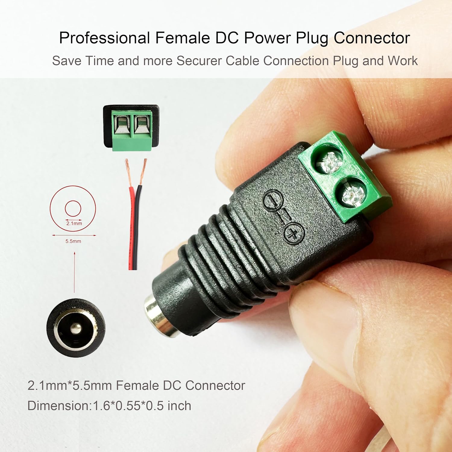 12V DC Power Connector 5.5mm x 2.1mm, CENTROPOWER (10 x Male + 10 x Female) Power Jack Adapter ...