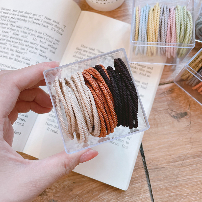 50 Pcs/Box Basic Hair Tie High Elastic Rubber Band Macaron Rubber Band ...