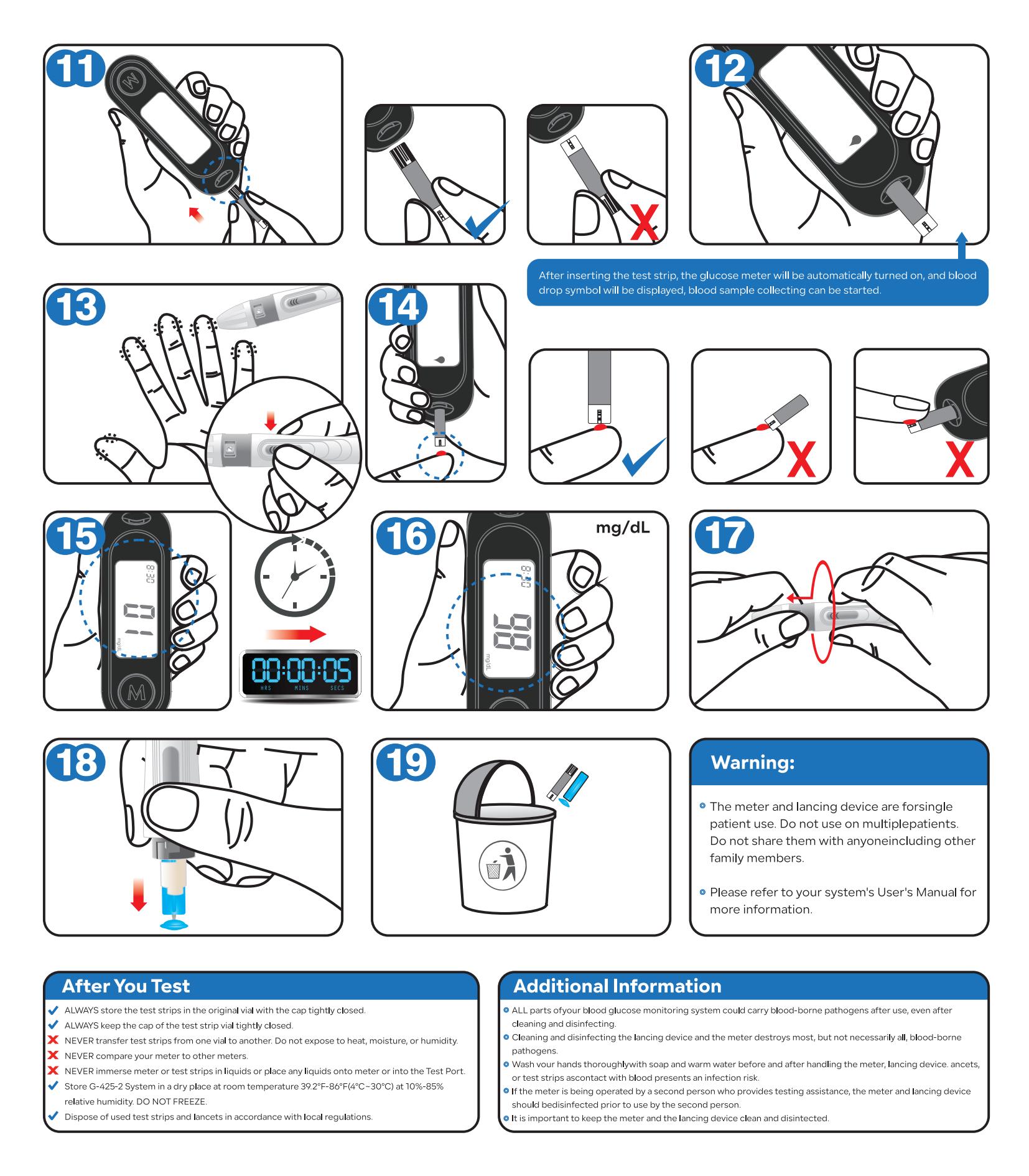INSMART blood sugar test kit glucometer set blood sugar monitoring kit ...