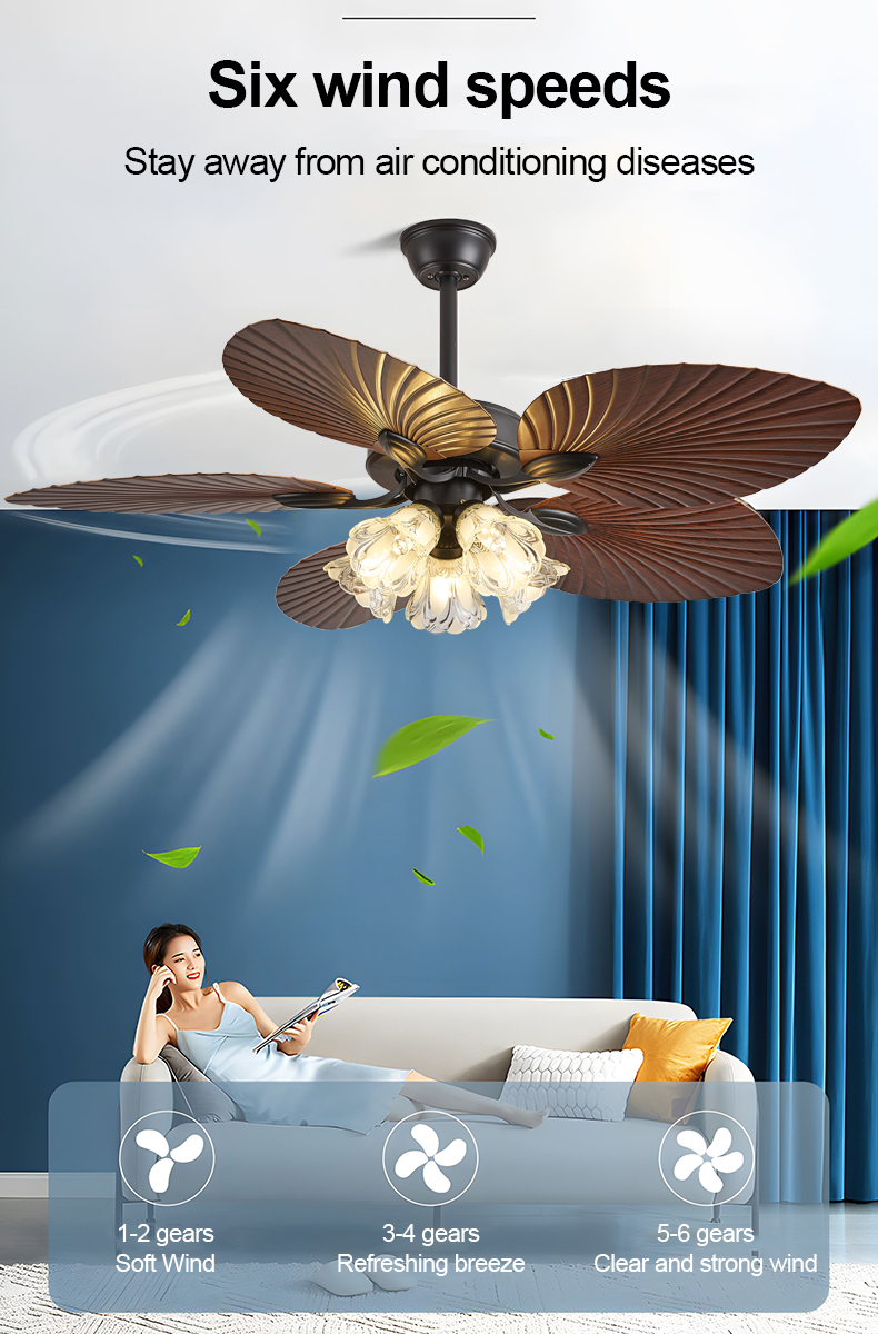 GOGEOUS 52inch Ceiling Fan With Light Remote 3 Colors Dimming 6 Speed ...