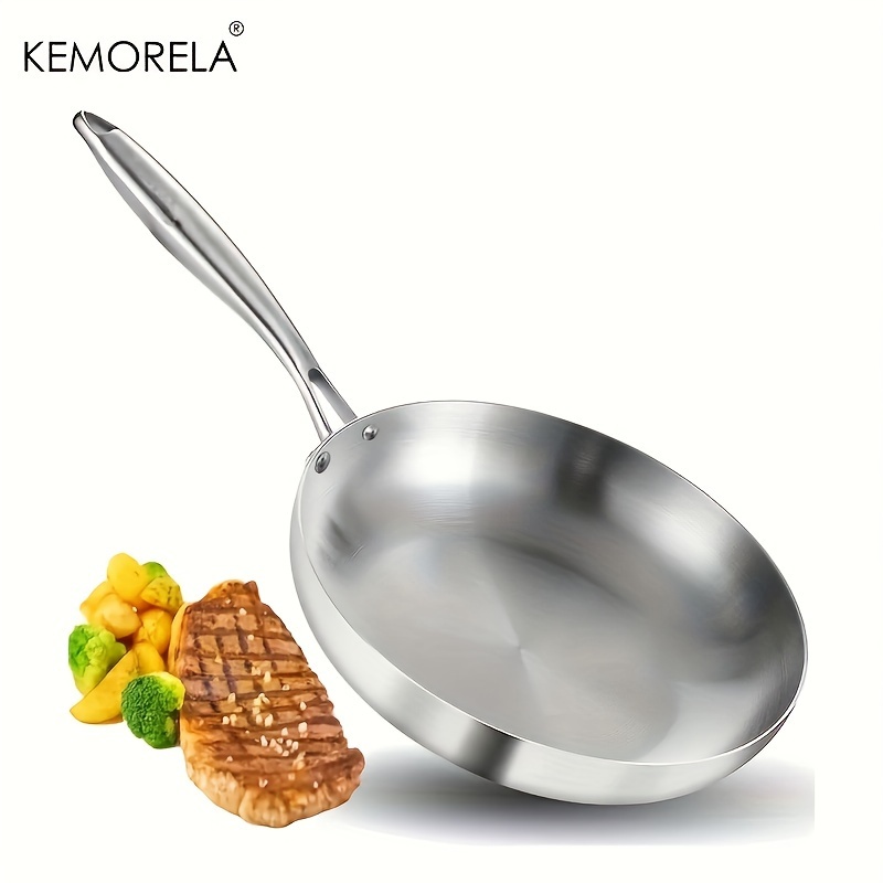 KEMORELA 1pc, 304 Stainless Steel Non-Stick Skillet, Egg Fry Pan, Sandwich Pan, Wok Pan,For Gas ...