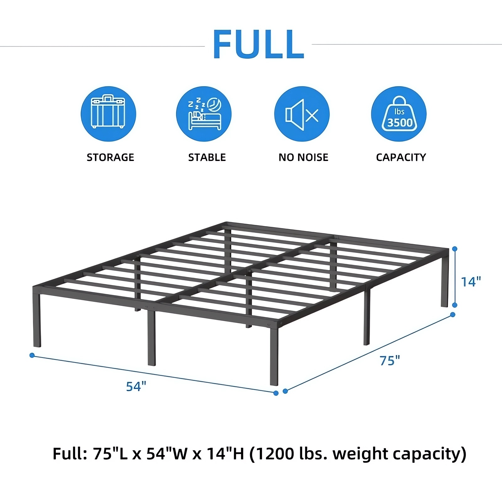 Premium Bed Frame Queen Size Single Double Metal Bed Frame Strong High ...