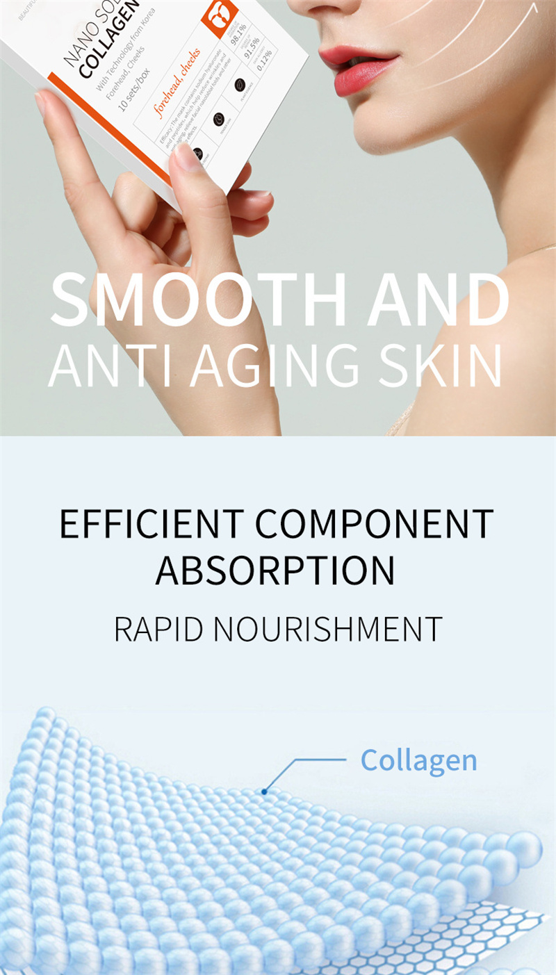Nano Collagen Membrane Paper Soluble Facial Mask Forehead Cheek Sticker ...