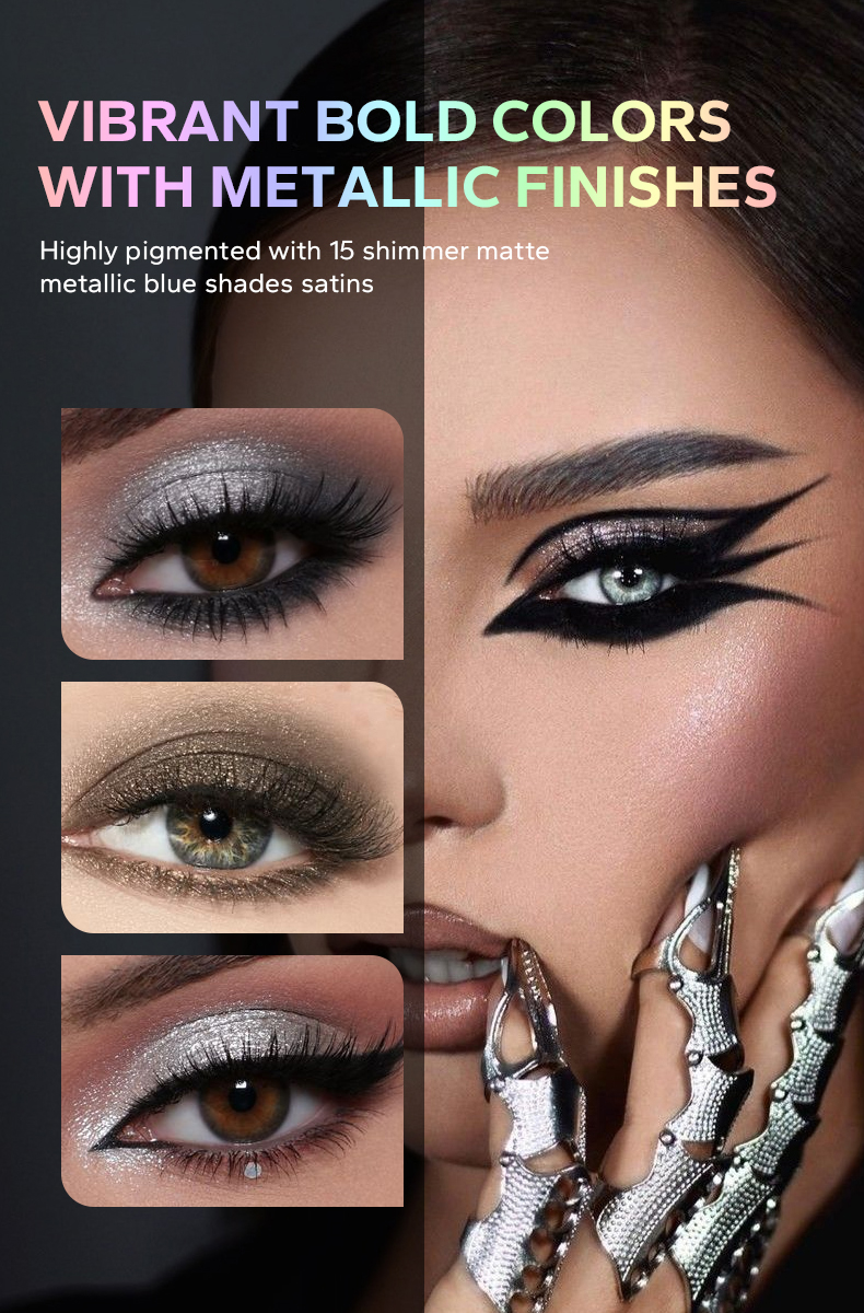 BEAUTY GLAZED 15 Color Vintage Tone Eye Shadow Plate Cement Color Smoky ...