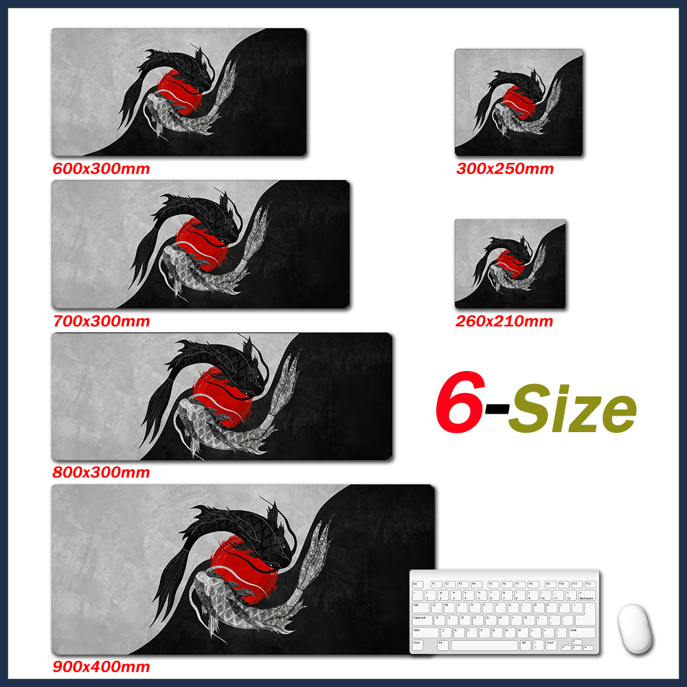 Japan Black And White Koi Fish Mouse pad | Extended Gaming Mousepad ...