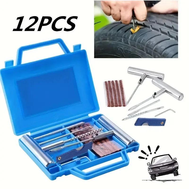 12pcs/set Portable Car Tubeless Tire Repair Kits With Carring Case Car ...