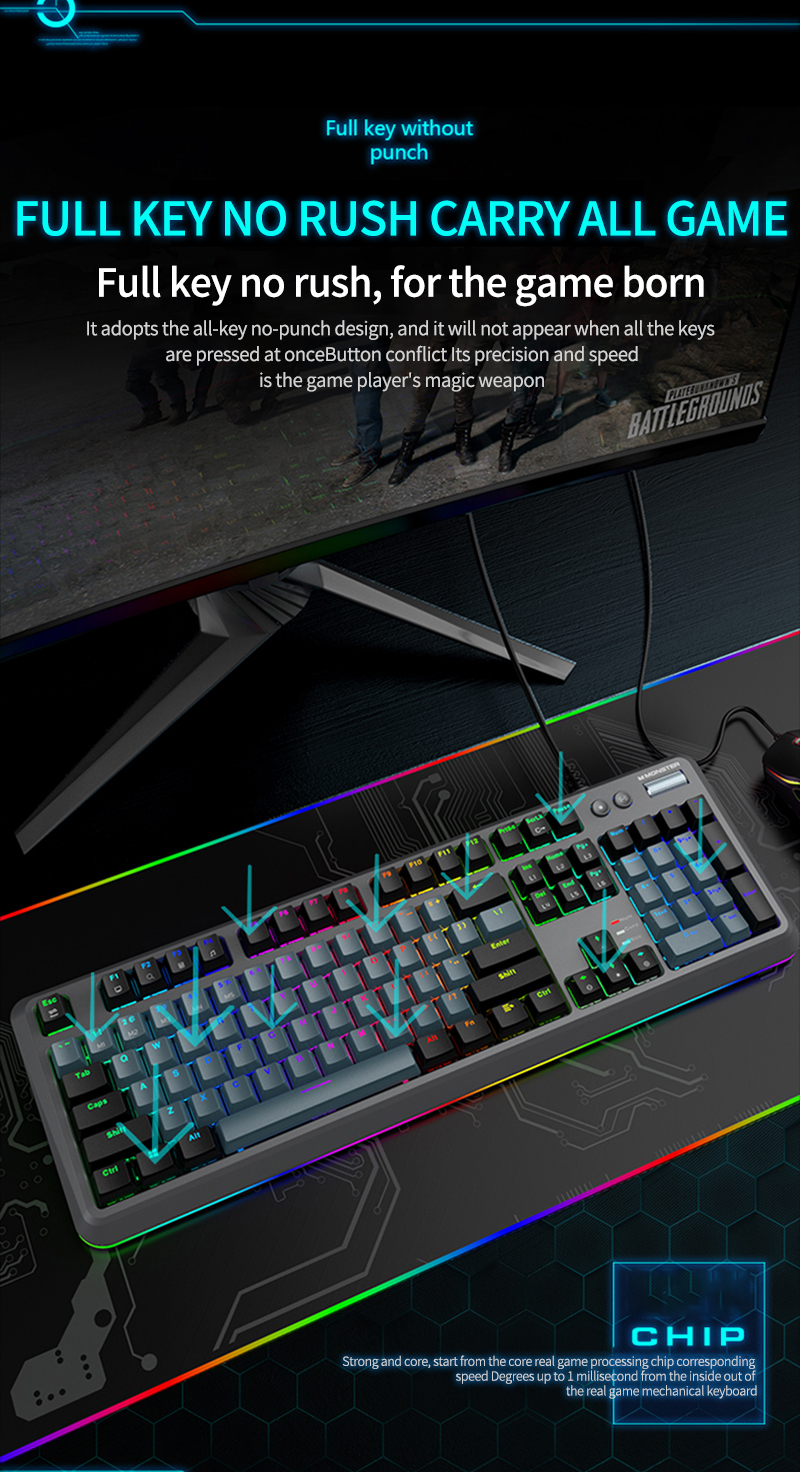 Monster Kmh 5 Mechanical Keyboard Wired ESports Game Red Axis Computer ...