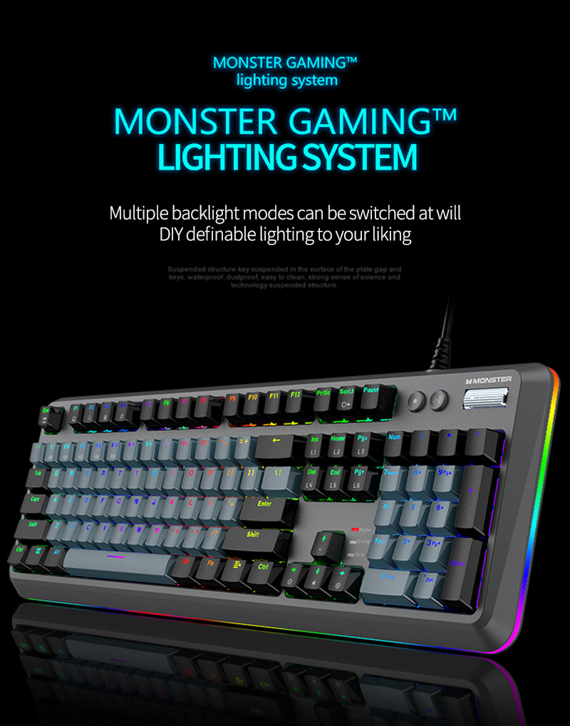 Monster Kmh 5 Mechanical Keyboard Wired ESports Game Red Axis Computer ...