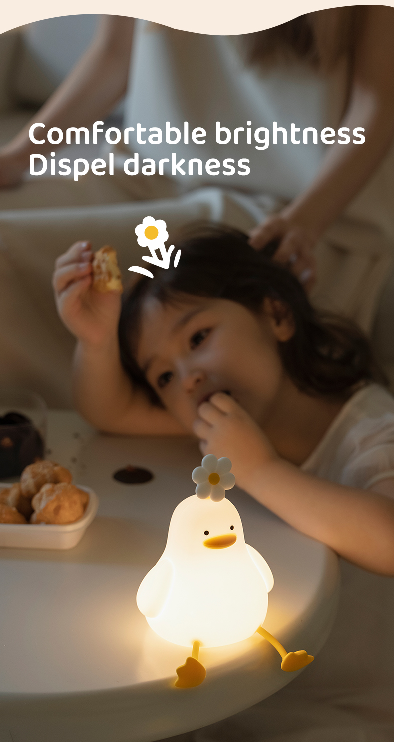 Duck Led Night Light USB Rechargeable Night lights Silicone Lamp Touch ...