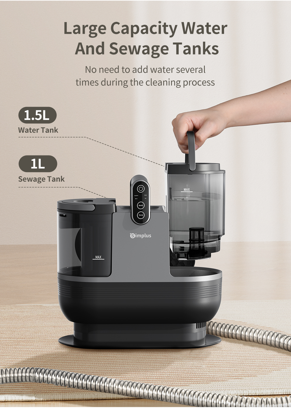 Simplus Wet and Dry Vacuum Cleaner for Carpet Sofa Multi-Purpose Fabric ...